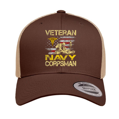 Proud Veteran Navy Corpsman Flag Vintage 4th Of July Retro Trucker Cap ...