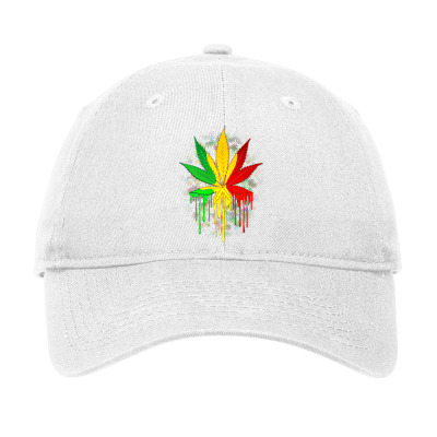 Marijuana Leaf Rasta Colors Dripping Paint Adjustable Cap By Craftify ...