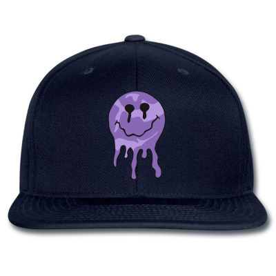 Purple Drippy Smiley Face Snapback By Pixelflow - Hatpublic